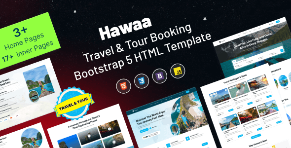 Hawaa – Travel and Tour Booking Bootstrap 5 HTML Template | ThemeMag