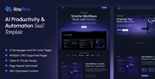 Riteflow – SaaS & AI Startup HTML Template | ThemeMag