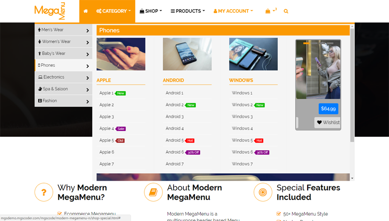 Modern Megamenu - Bootstrap Responsive Mega Menu by mgscoder | CodeCanyon