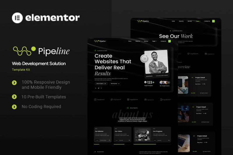 Pipeline - Web Development Solution Elementor Template Kit by Kitpro