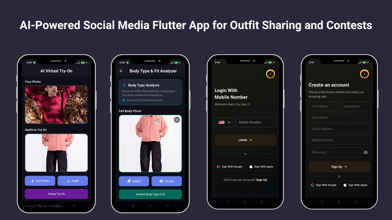 AI-Powered Social Media Flutter App for Outfit Sharing and Contests ...