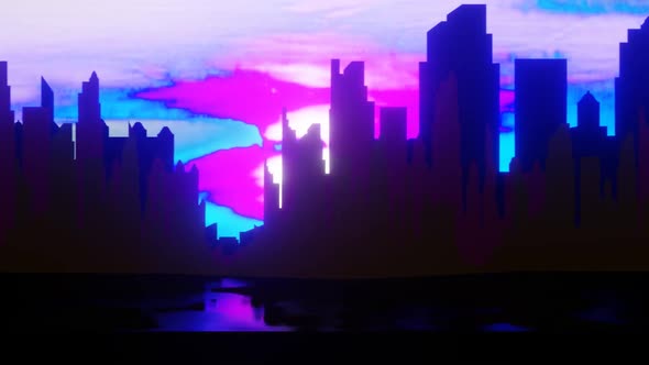 City Purple Sky Background Loop Background, Motion Graphics | VideoHive