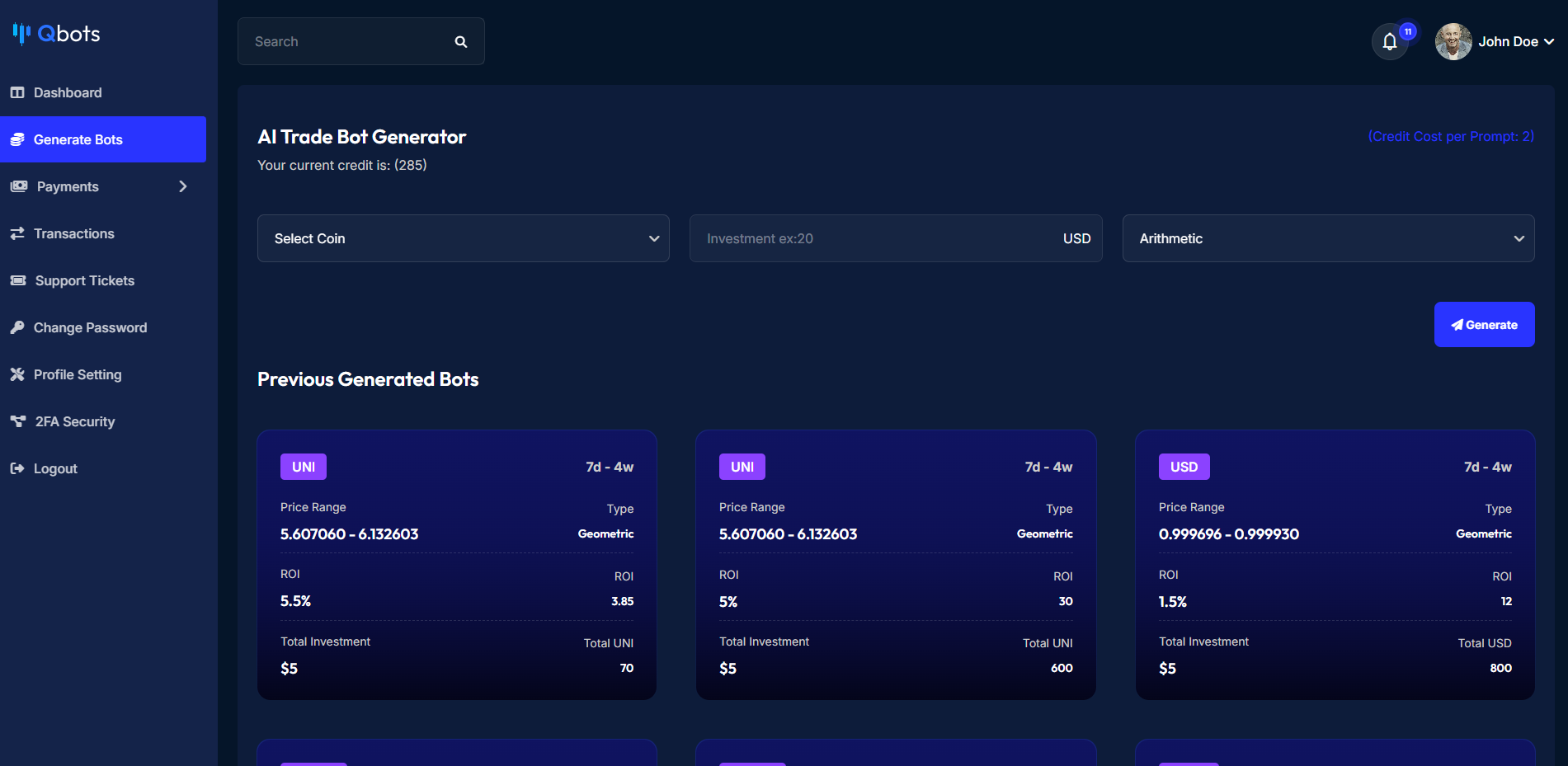 Qbots - AI Powered Crypto Trading Bot Generator by wStacks | CodeCanyon