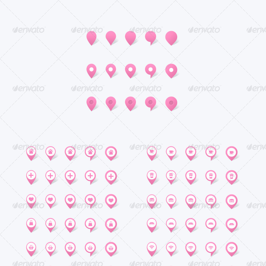 The Map Location Icons 225, Icons | GraphicRiver