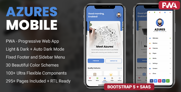 Azures Mobile Template & PWA by Enabled | ThemeForest
