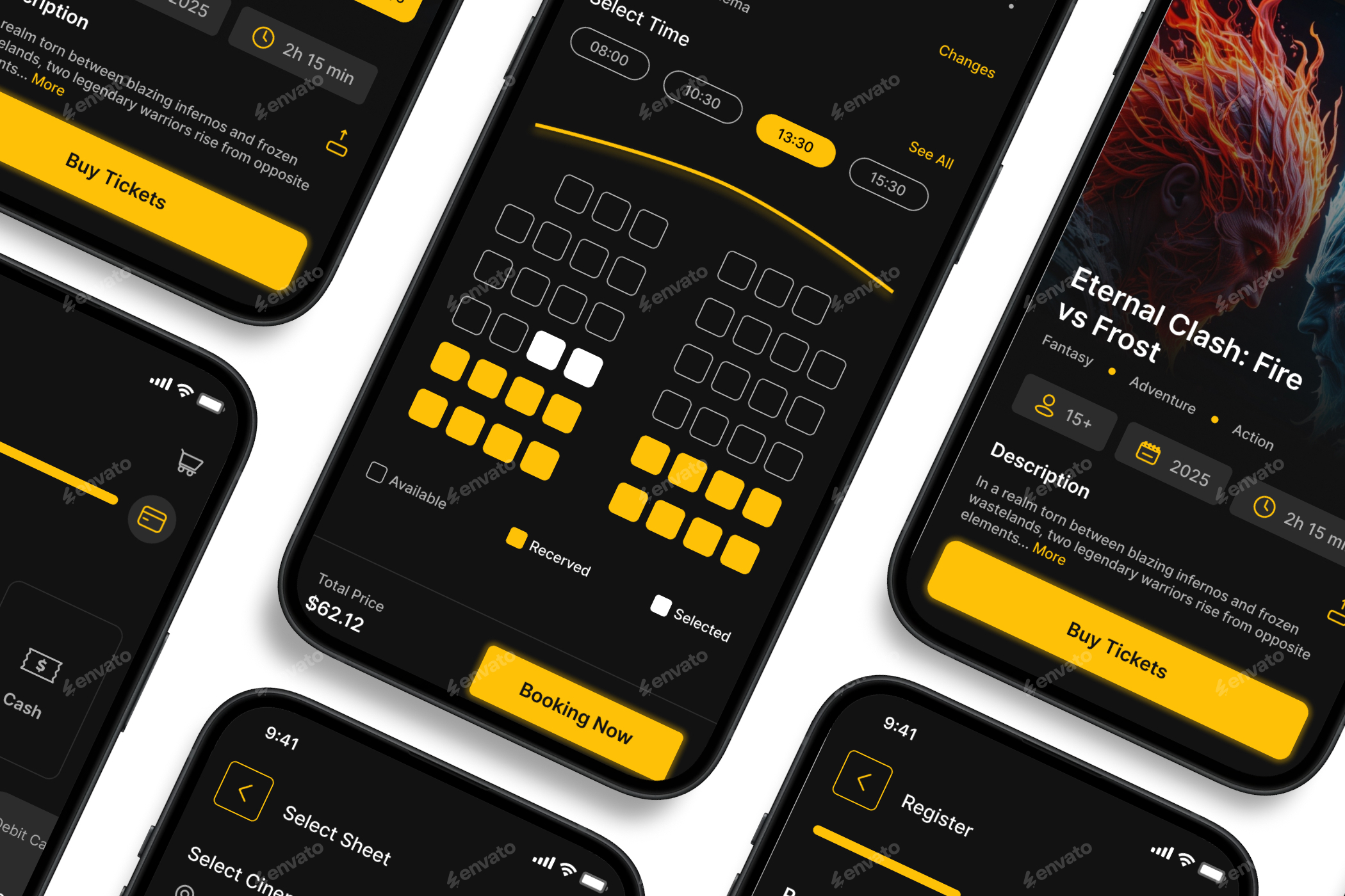 Cinema Booking - Mobile App UI Kit, Web Elements | GraphicRiver