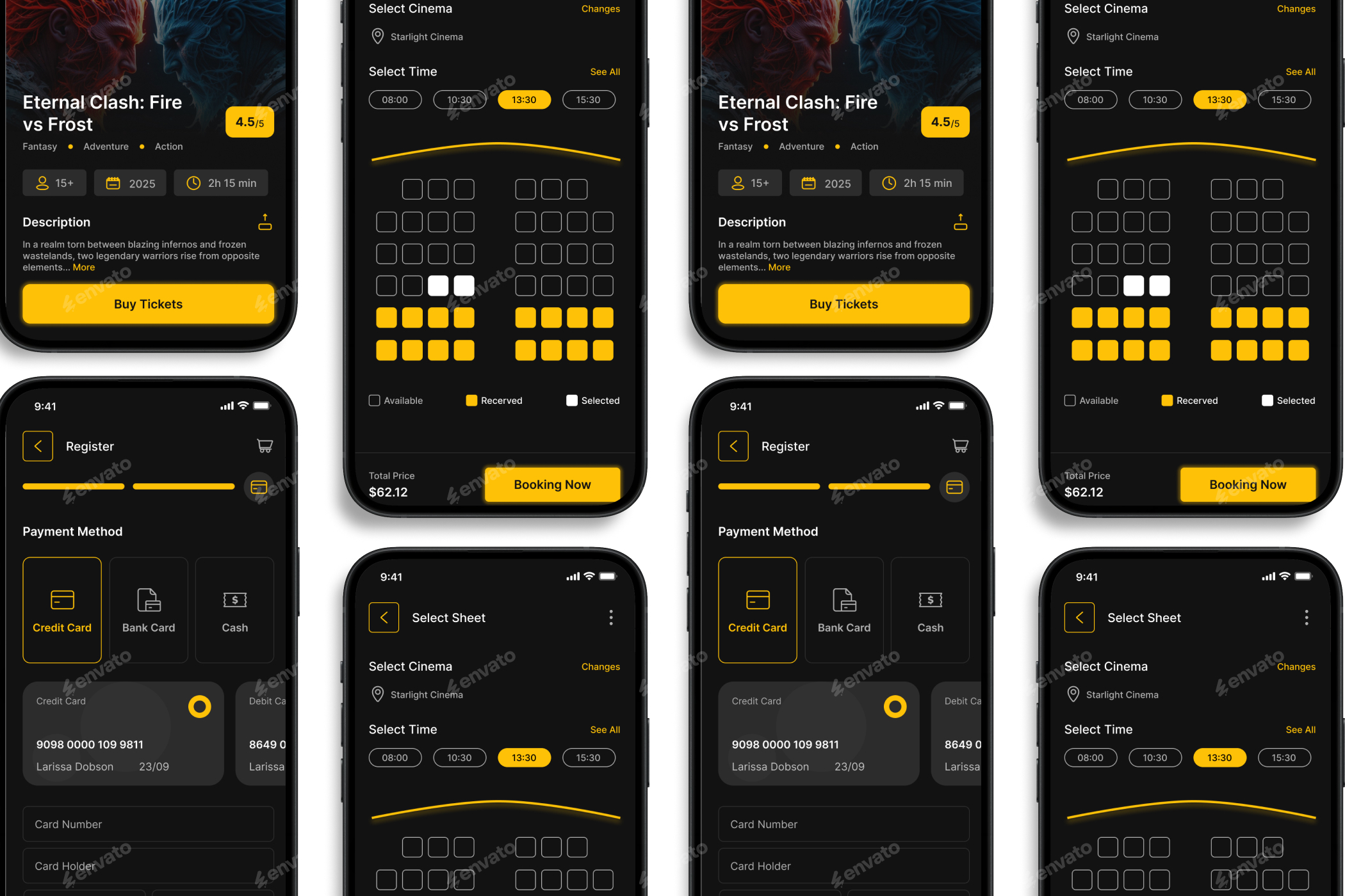 Cinema Booking - Mobile App UI Kit, Web Elements | GraphicRiver