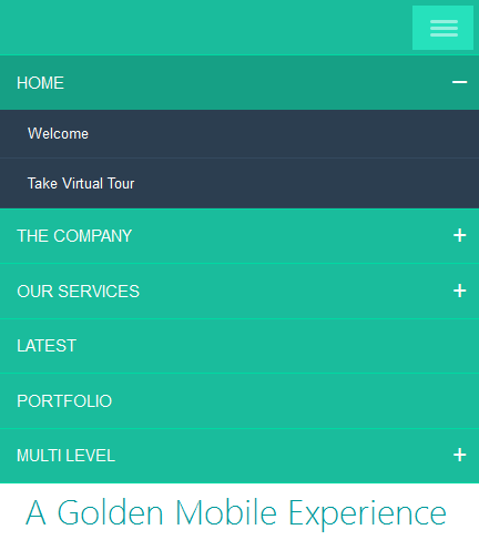 Golden Menu - Responsive Flat Dropdown Menu by elflaire | CodeCanyon
