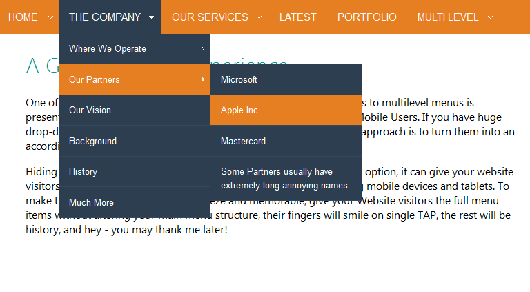 Golden Menu - Responsive Flat Dropdown Menu by elflaire | CodeCanyon
