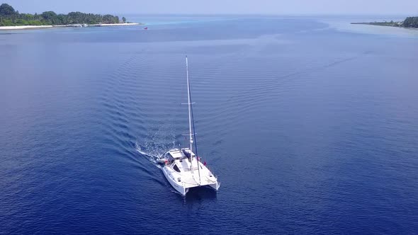 Summer nature of exotic sea view beach break by blue water and sand ...