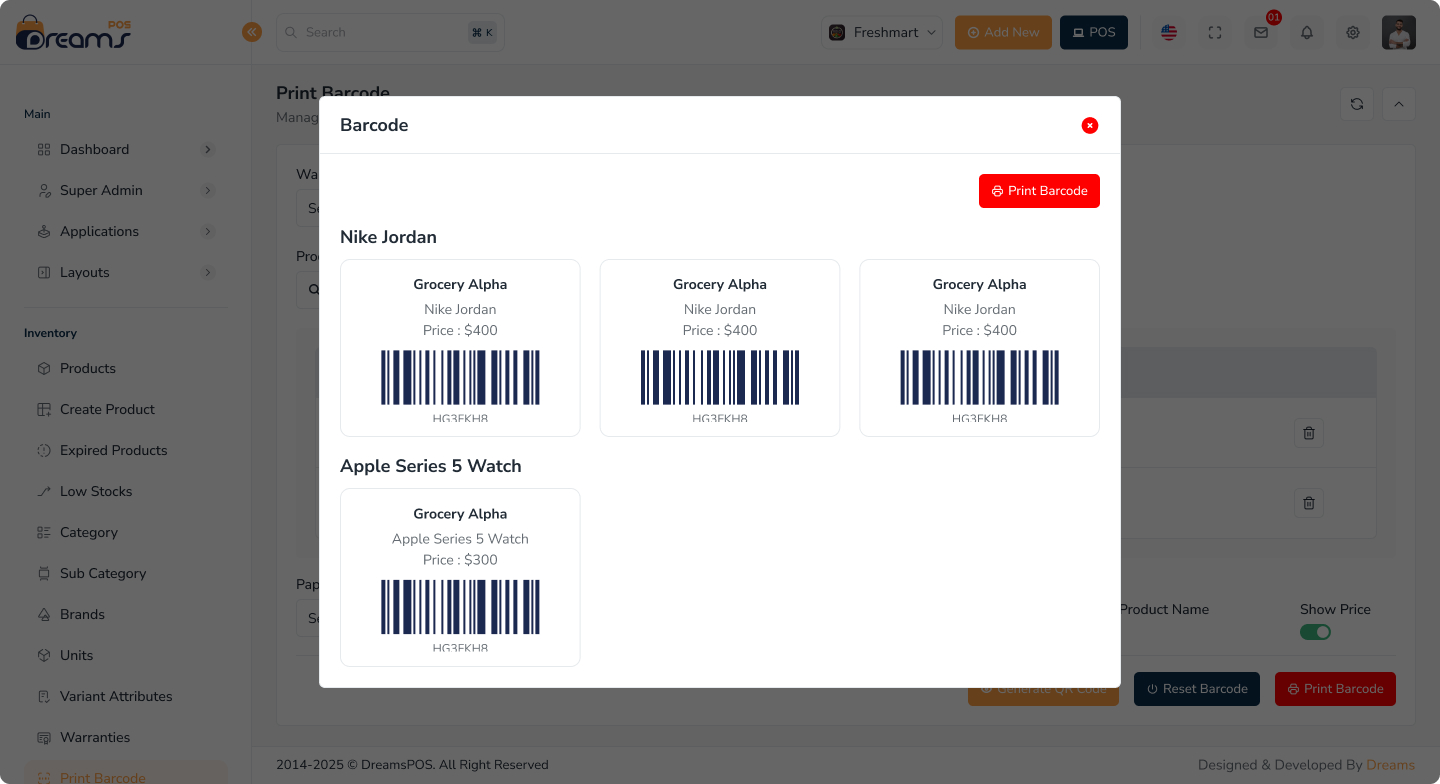 DreamsPOS - Food & Retail POS Inventory Admin Dashboard (React, Vue ...