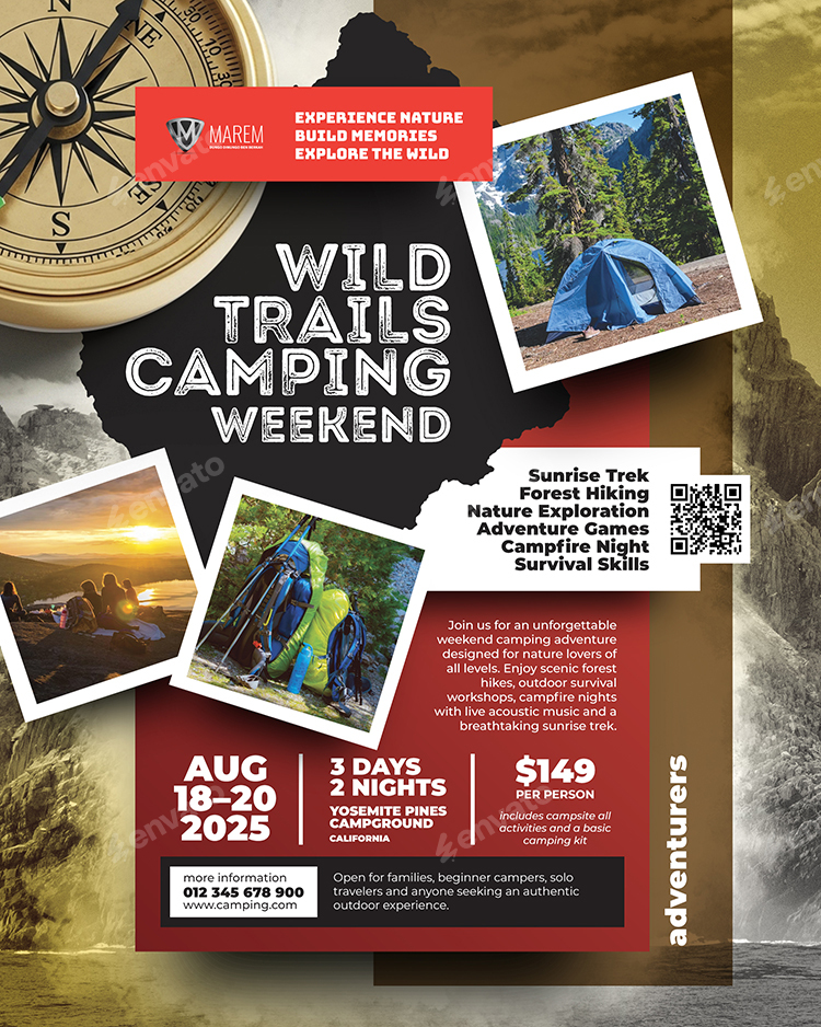Camping Flyer and Social Media, Print Templates | GraphicRiver