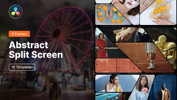Abstract Split Screen – 5 Frames for DaVinci Resolve, DaVinci Resolve ...