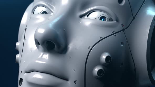 Critical error in artificial intelligence. robot head twitching and ...