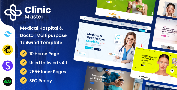 ClinicMaster - Health & Medical Tailwind CSS Template by DexignZone