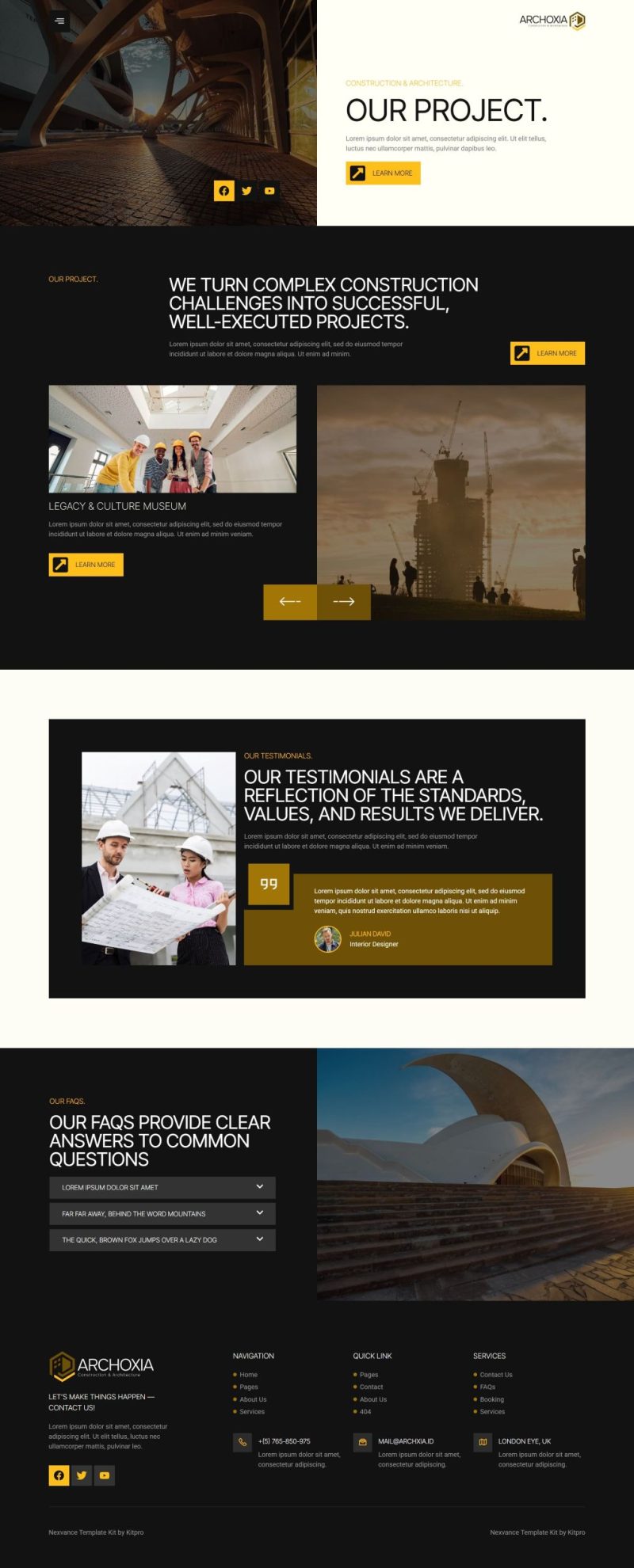 Archoxia - Construction & Architecture Elementor Template Kit by Kitpro