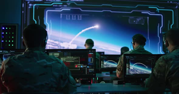 Military Command Center During Nuclear Missile Launch, Stock Footage