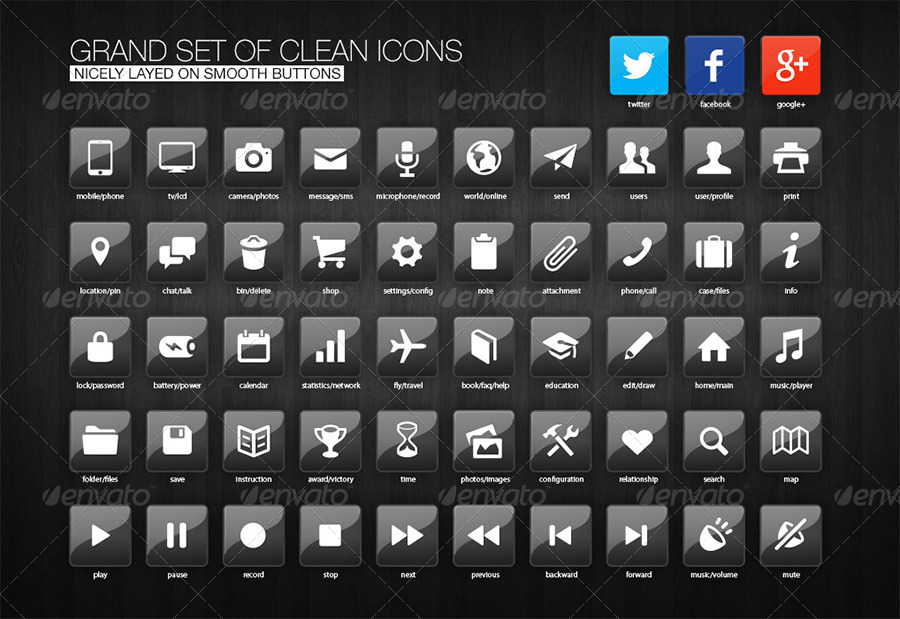 Grand Set of Clean Icon, Icons | GraphicRiver