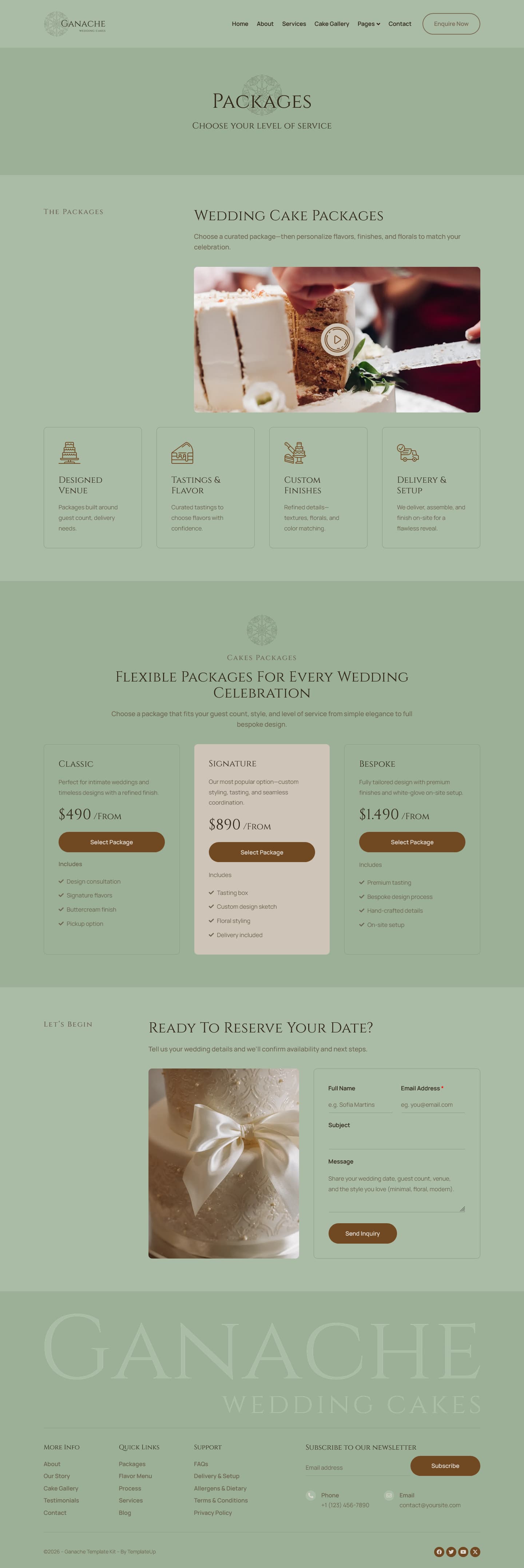 Ganache – Wedding Cake Bakery Elementor Template Kit by TemplateUp-Pro