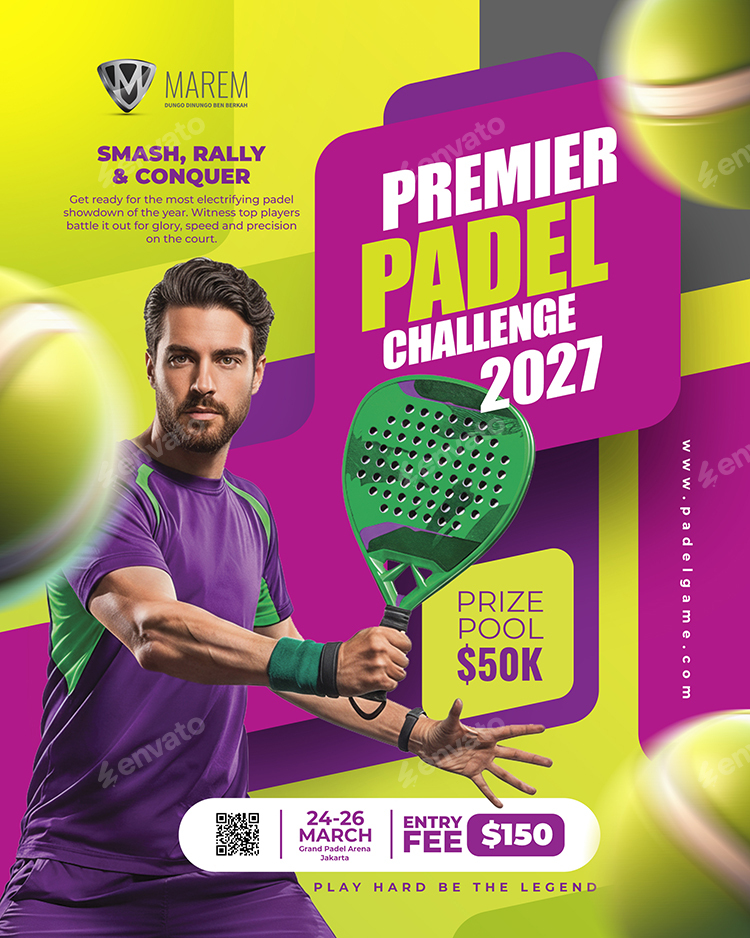 Padel Tournament Flyer and Social Media, Print Templates | GraphicRiver