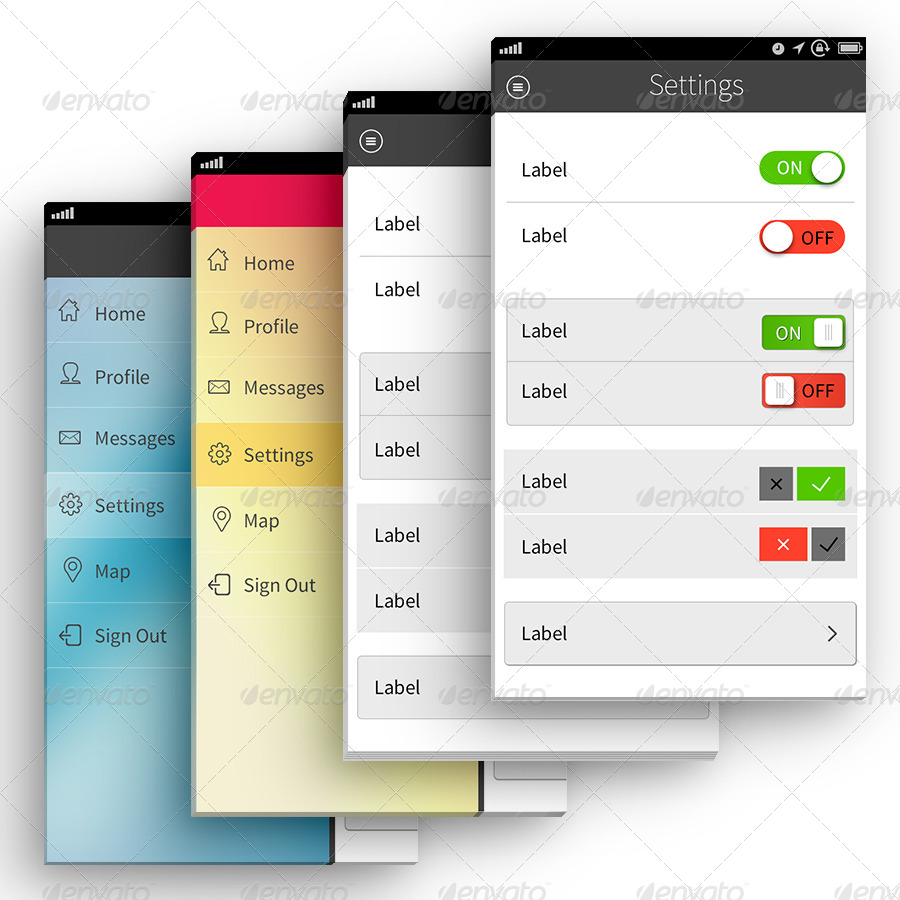 Flat Mobile UI Kit by MichalBY | GraphicRiver