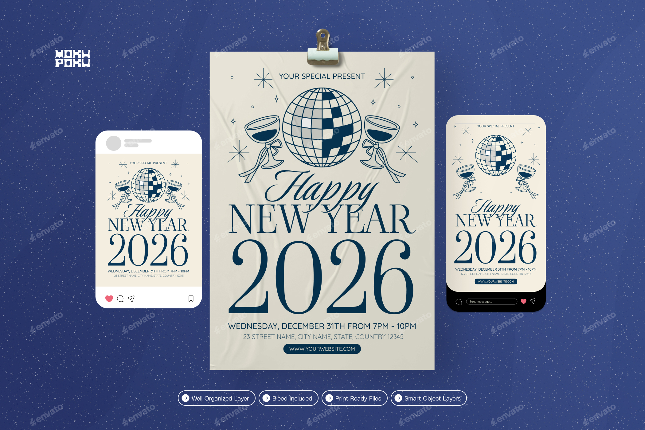 Happy New Year 2026 - Flyer Set, Print Templates | GraphicRiver