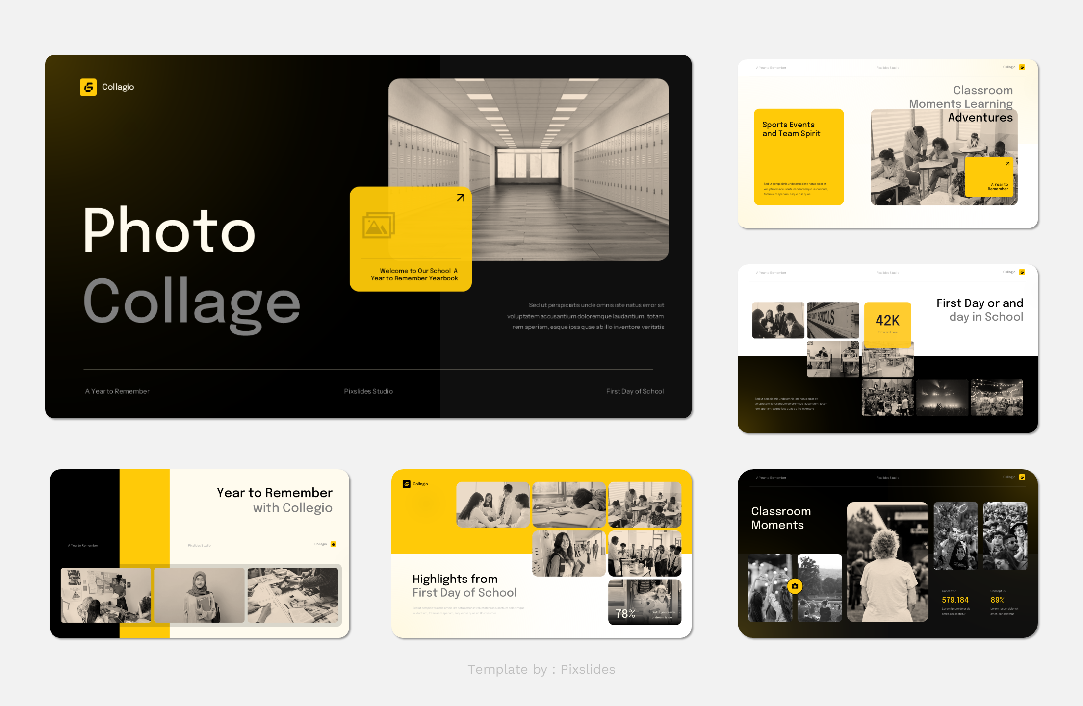 Photo Collage - School Yearbook PowerPoint Presentation Template ...