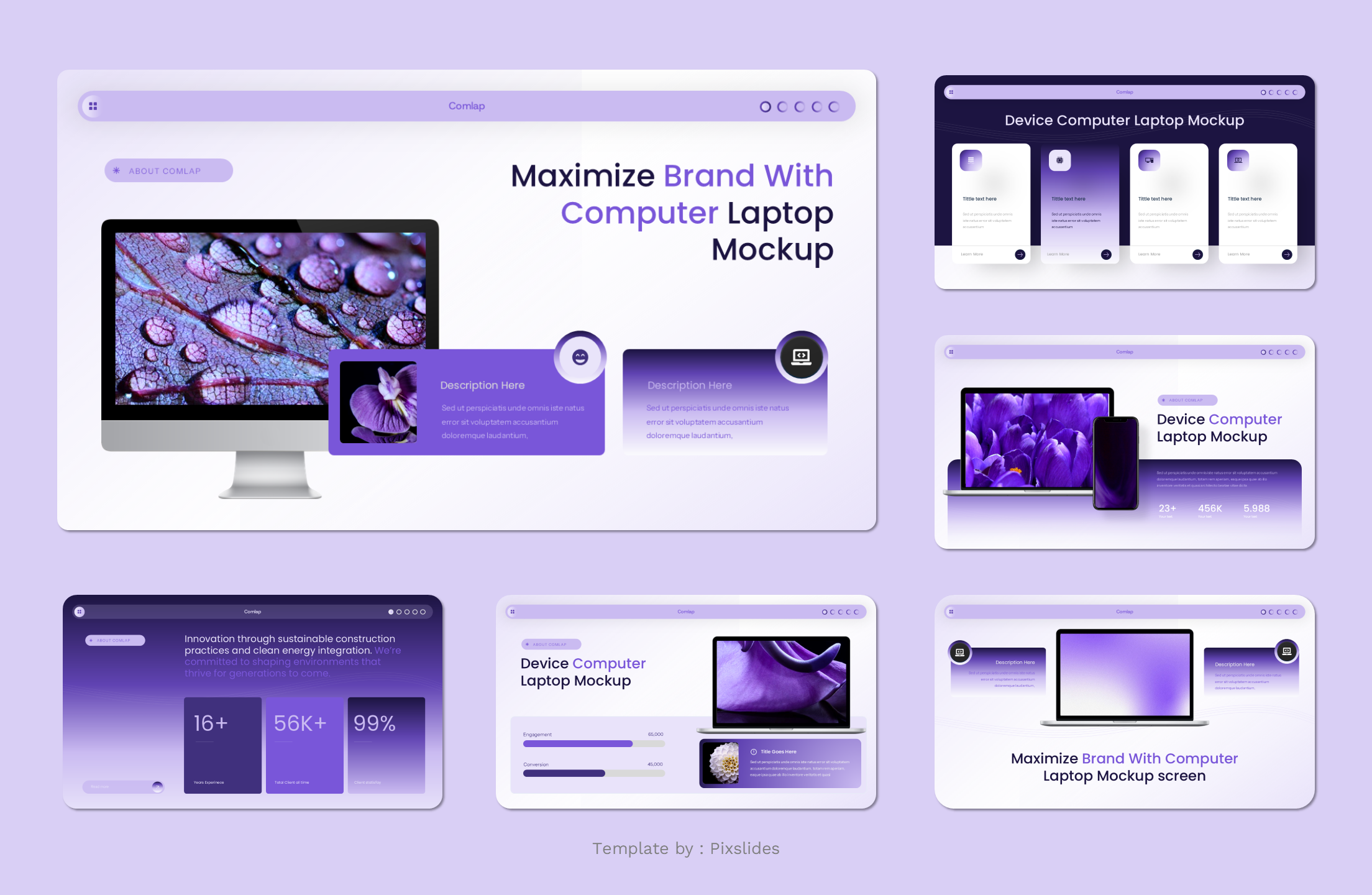 Computer & Laptop Screen Mockup PowerPoint Template, Presentation Templates