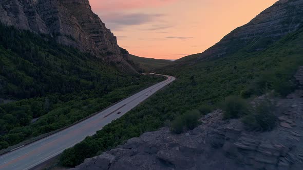 Aerial view of traffic in Provo Canyon at sunset, Stock Footage | VideoHive