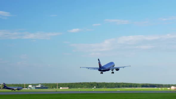 Plane Fly Up Over Take-Off Runway, Stock Footage | VideoHive