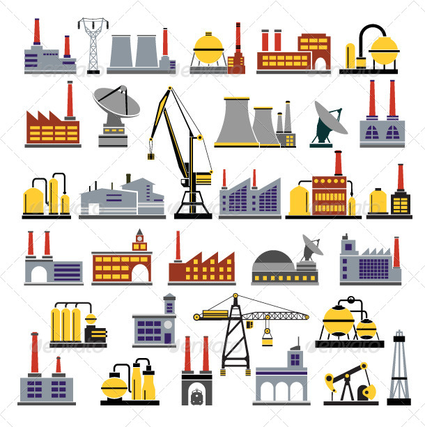 Industrial Buildings, Vectors | GraphicRiver