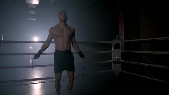Boxer Jumping Rope in Boxing Ring, Stock Footage | VideoHive