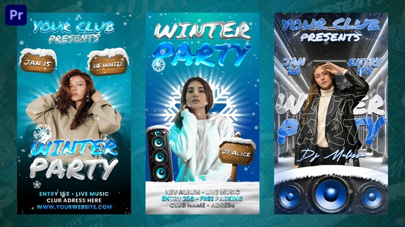 Winter Party Instagram Reels | MOGRT, Premiere Pro Templates | VideoHive
