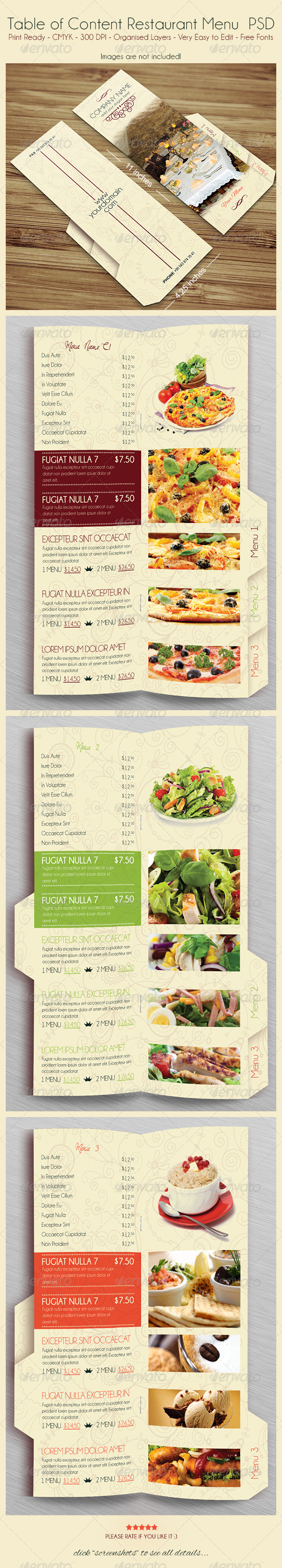 Table of Content Restaurant Menu by erseldondar | GraphicRiver