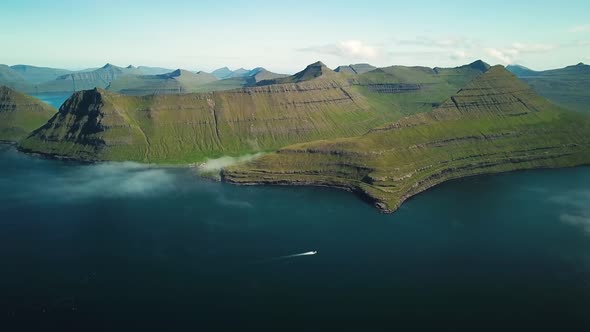 Aerial View of a Funningur Scenic Point Faroe Islands, Stock Footage
