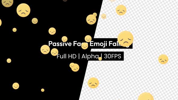 Pensive Sad Face Emoji Falling with Alpha, Motion Graphics | VideoHive
