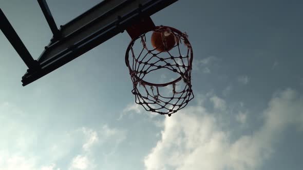 Perfect Basketball Shot As Ball Goes Into Basket After Bouncing Off ...