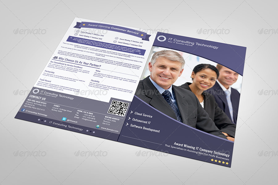 IT Technology Solution Half Brochure, Print Templates | GraphicRiver