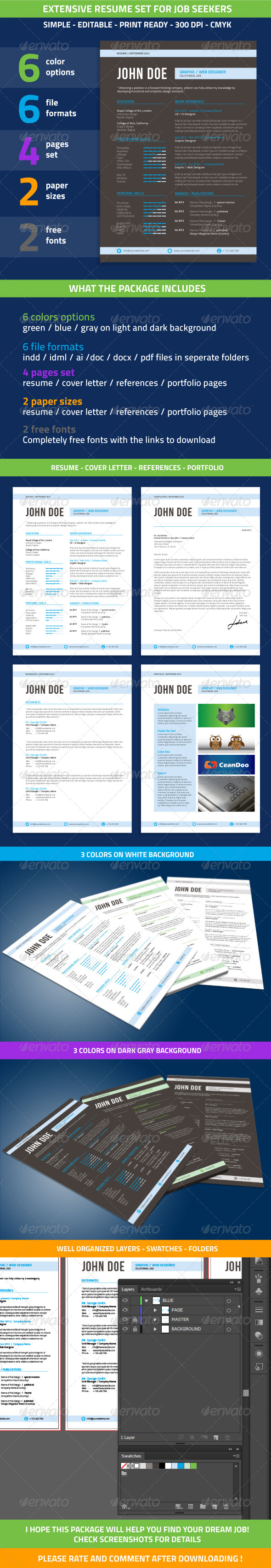 Extensive Resume Set (4 Pages), Print Templates | GraphicRiver