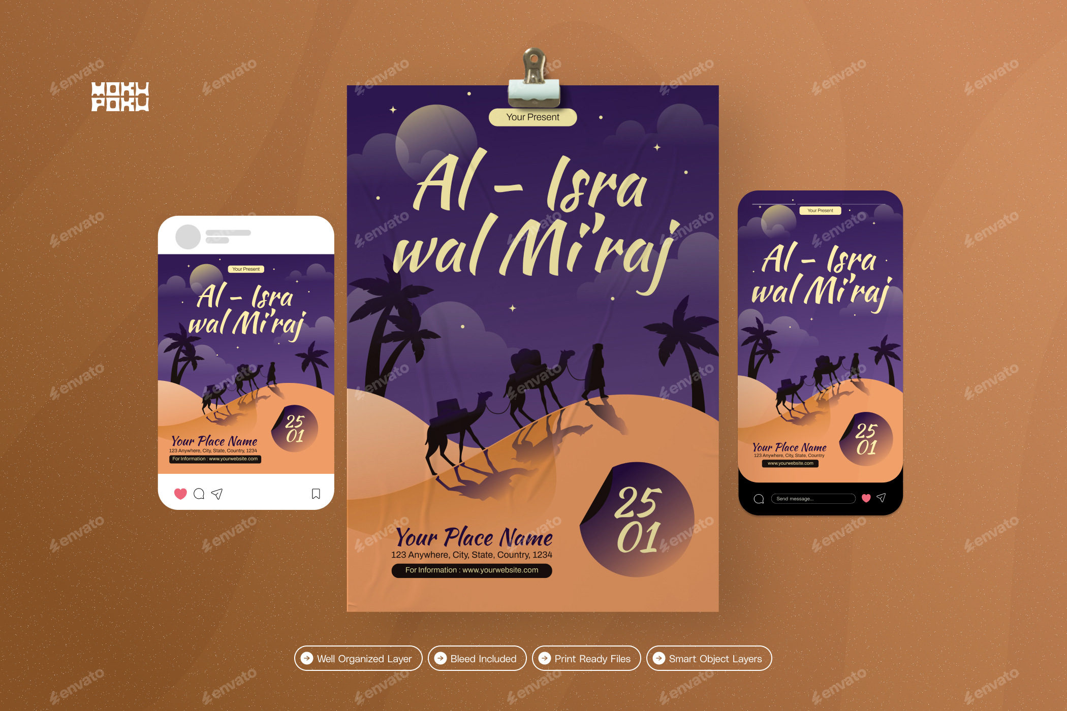 Isra Miraj Camel - Flyer Set, Print Templates | GraphicRiver