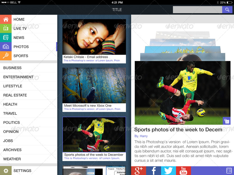 News Application, Web Elements | GraphicRiver