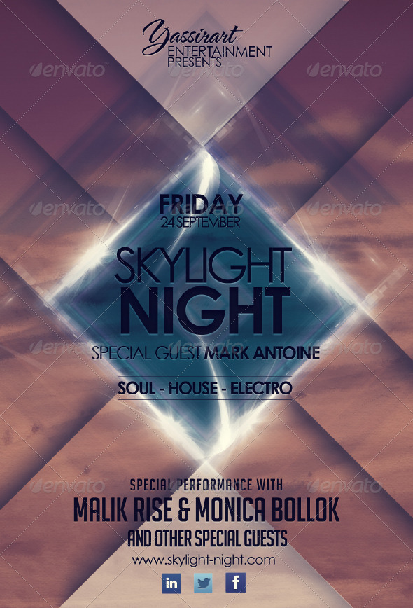 Skylight Night Flyer Template, Print Templates | GraphicRiver