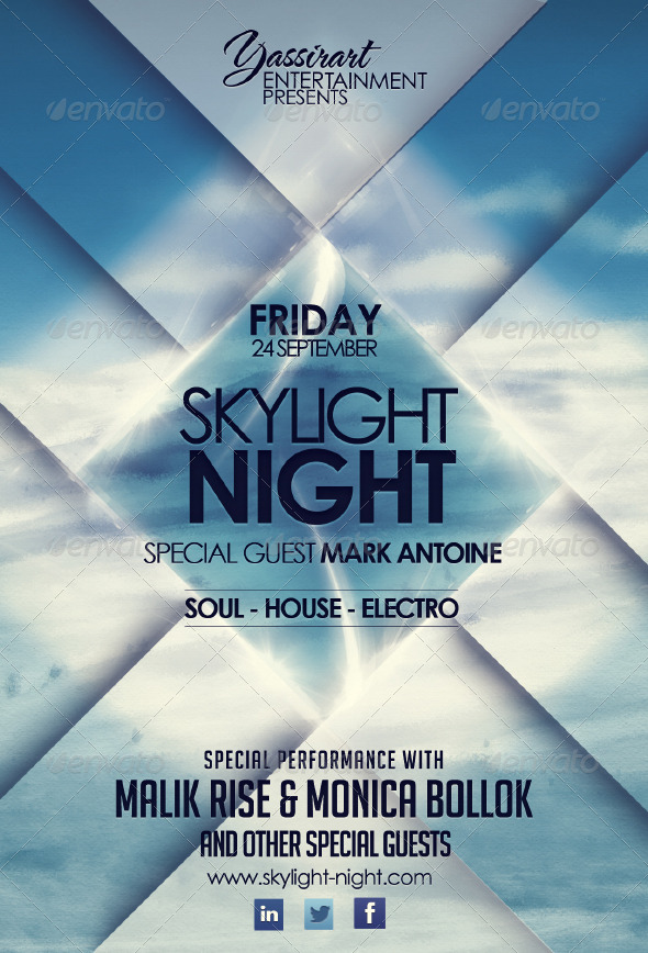 Skylight Night Flyer Template, Print Templates | GraphicRiver
