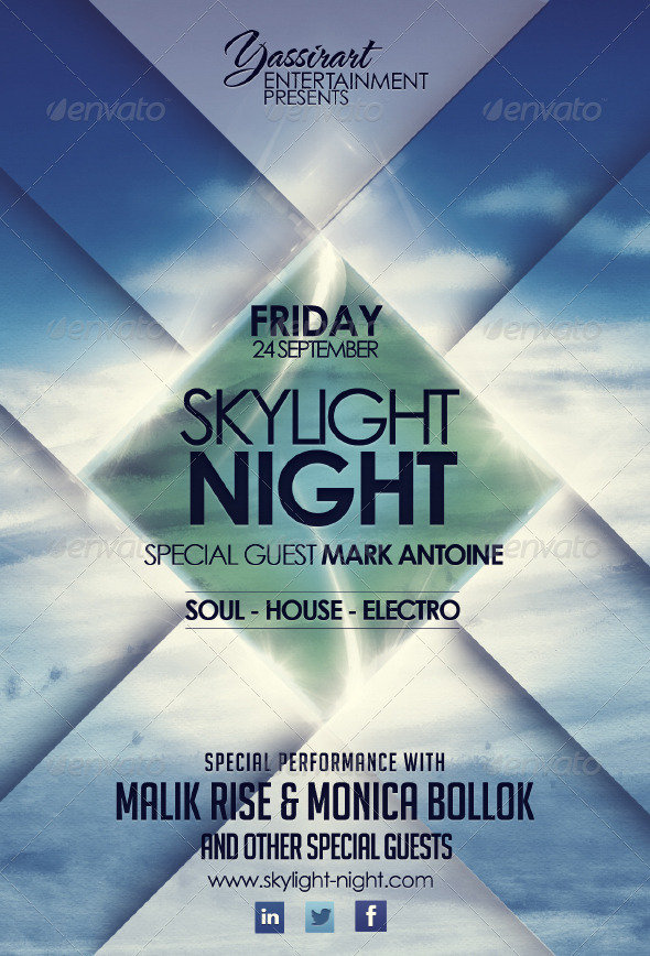 Skylight Night Flyer Template, Print Templates | GraphicRiver