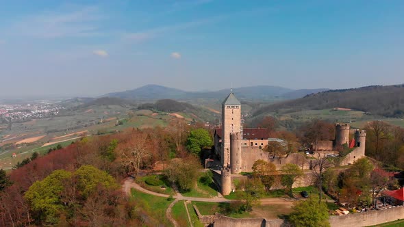 Beautiful top view of the Starkenburg castle in the German city of ...