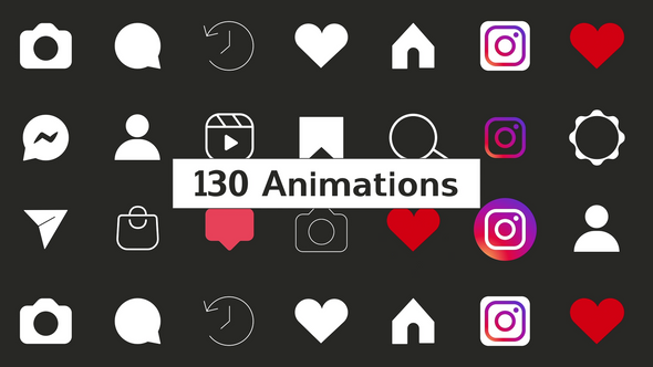 Instagram Icons Pop Up and Click, Motion Graphics | VideoHive