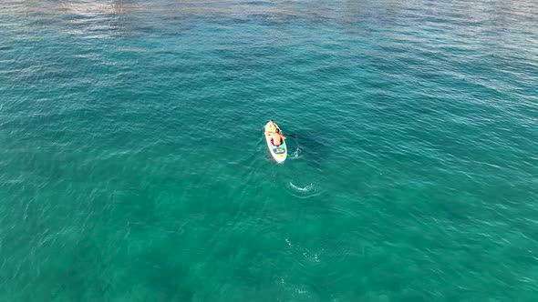 Sup surfing aerial view 4 K Turkey Alanya, Stock Footage | VideoHive