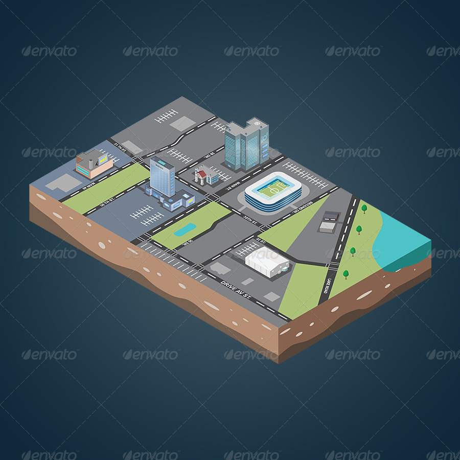 Isometric Map, Vectors | GraphicRiver