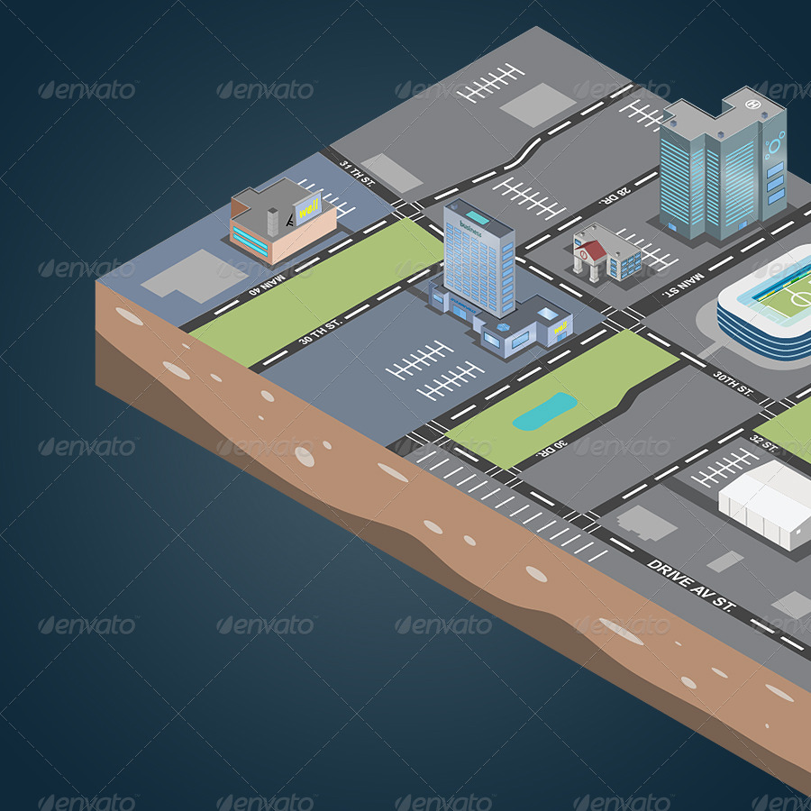 Isometric Map, Vectors | GraphicRiver
