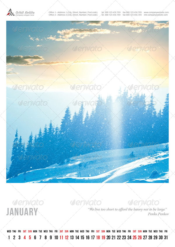 Wall Calendar 2014 - A3 & A2 - 13 pages, Print Templates | GraphicRiver